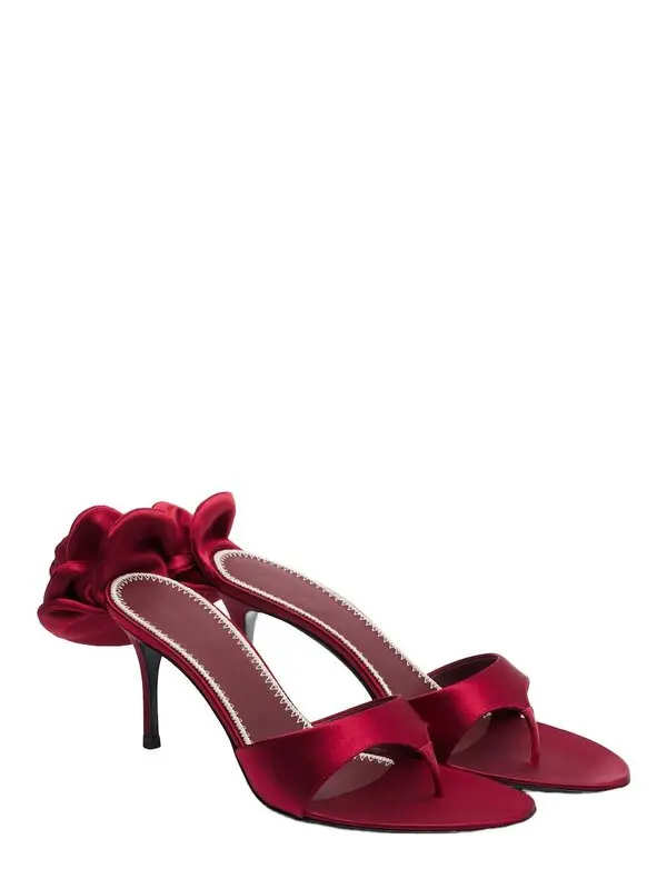Magda Butrym Satin Floral Appliqué Sandals - Red