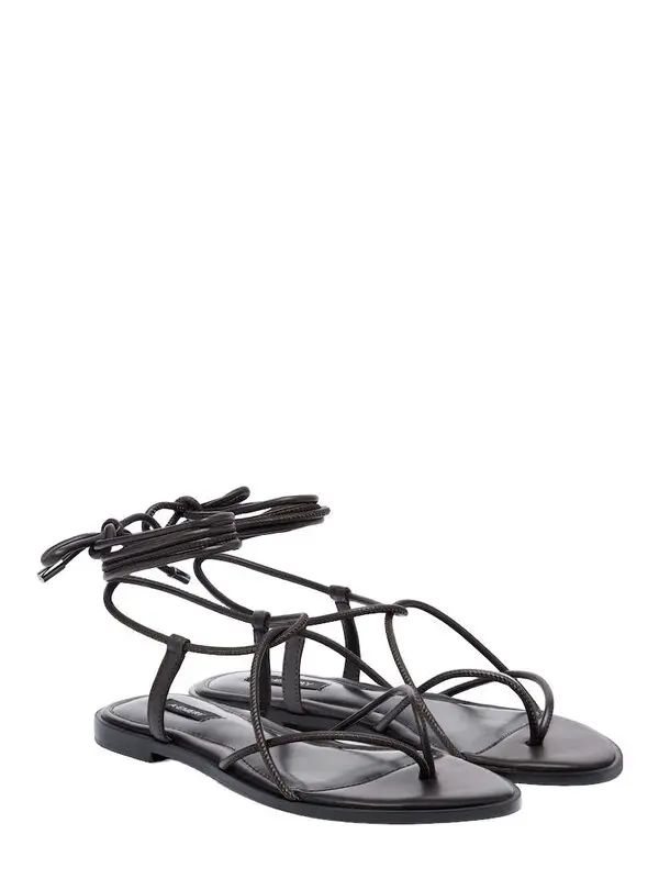 A.emery Odine Leather Thong Sandals - Brown