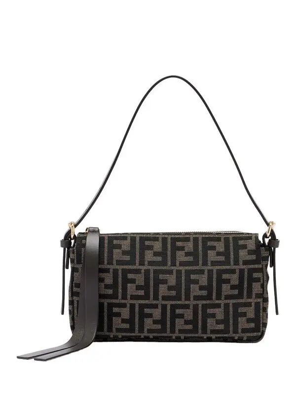 Fendi Ff Jacquard Canvas Shoulder Bag - Black