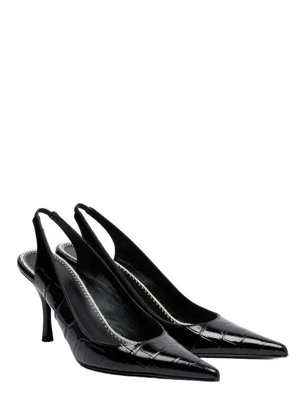 Magda Butrym Croc-effect Leather Slingbacks - Black