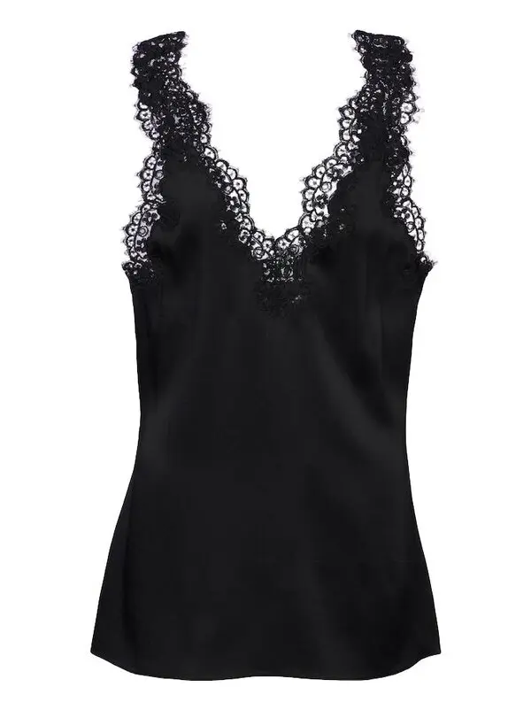 Stella McCartney Lace-trimmed Satin Top - Black