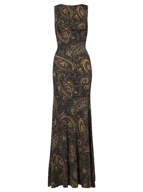 Etro Printed Ribbed-knit Maxi Dress - Multicoloured