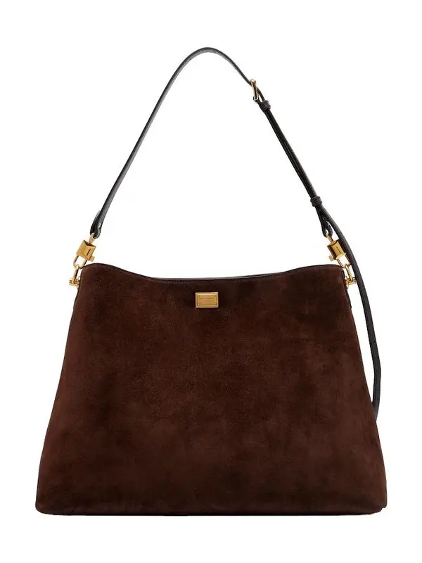 Dolce & Gabbana Vittoria Large Suede Shoulder Bag - Brown