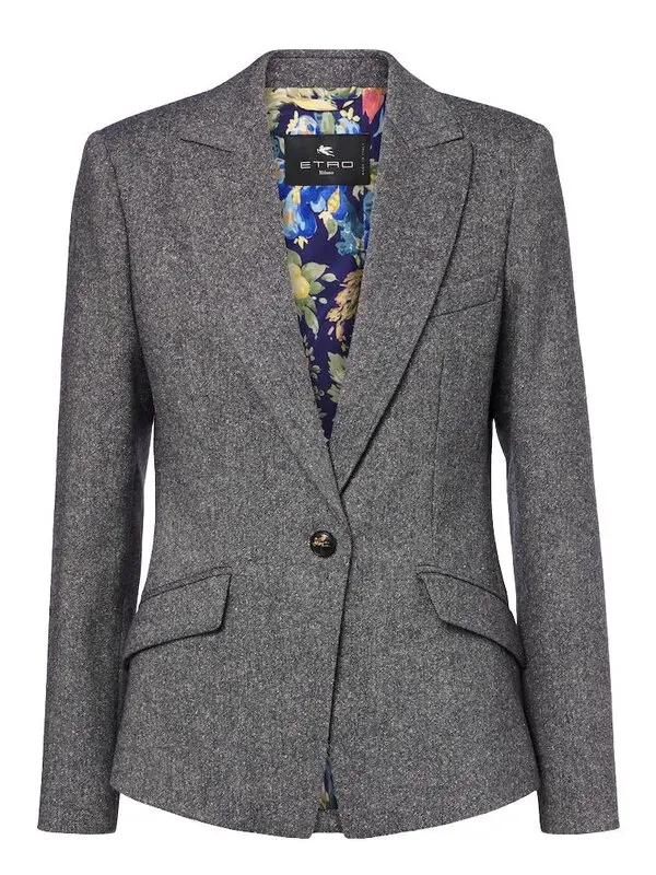 Etro Wool And Silk-blend Blazer - Grey