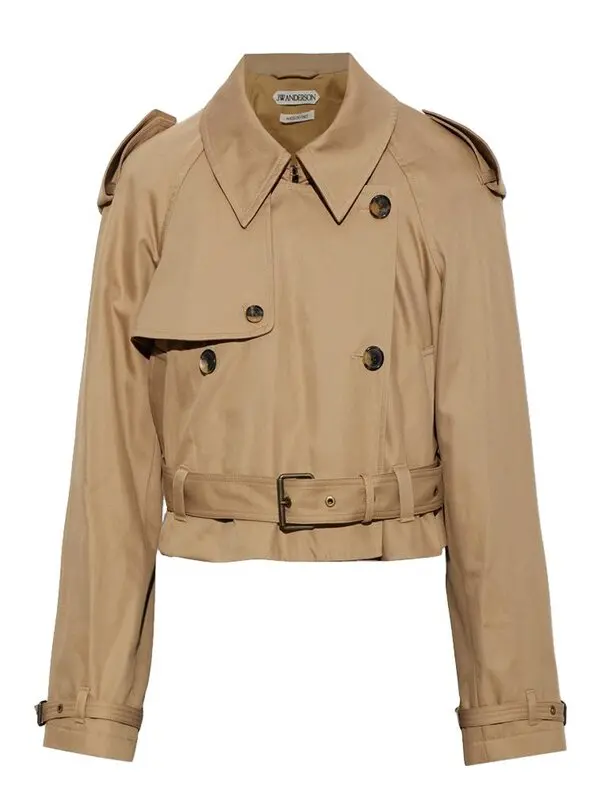 JW Anderson Cropped Cotton Trench Coat - Beige
