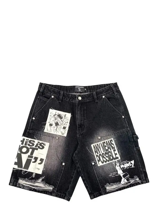 MIXED EMOTIONS Ai Denim Shorts - Black