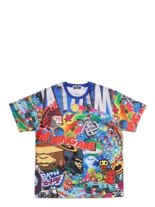 A BATHING APE Overall Print Cropped Fit T-shirt - Caise