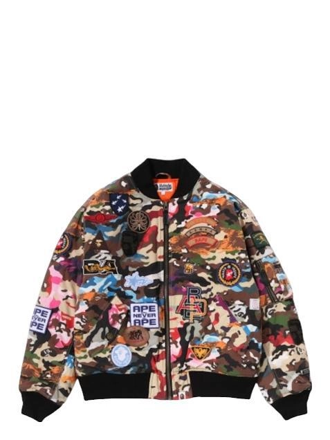 A BATHING APE Hybrid Camo Badge Padded Bomber Jacket - Caise