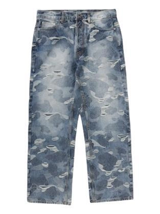 A BATHING APE Solid Camo Jacquard Jeans - Denim