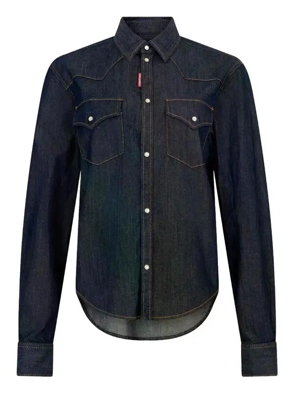 Dsquared2 Denim Western Shirt With Contrast Stitching - Blue