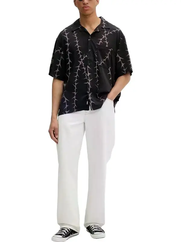 VANS Thorn-print Short-sleeve Shirt - Black