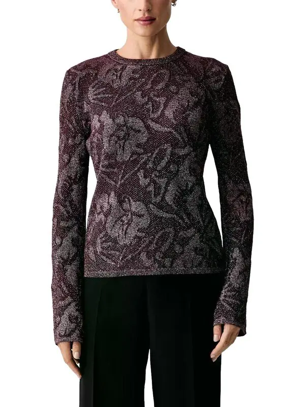 Liu Jo Floral Jacquard Lamé Sweater - Purple