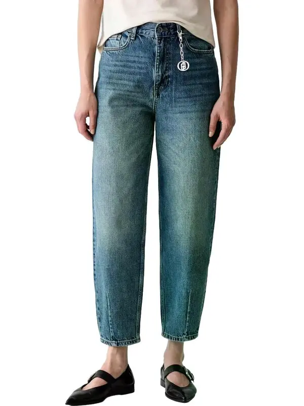 Liu Jo Logo Plaque Whiskered Jeans - Blue