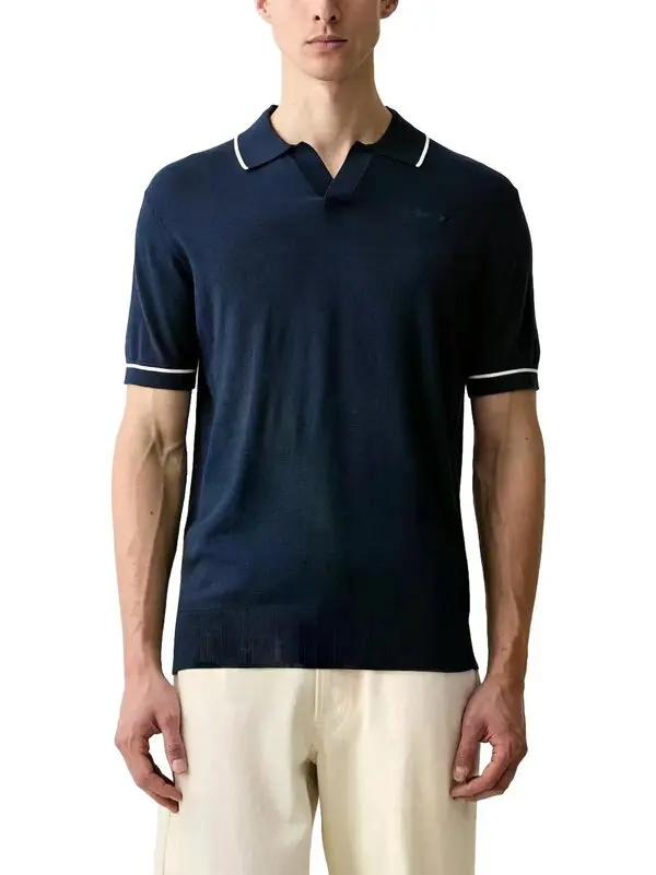 Karl Lagerfeld Contrast-trim Logo-embroidered Polo Shirt - Blue