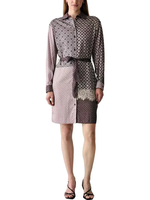 Liu Jo Geometric Print Lace-trim Shirt Dress - Purple
