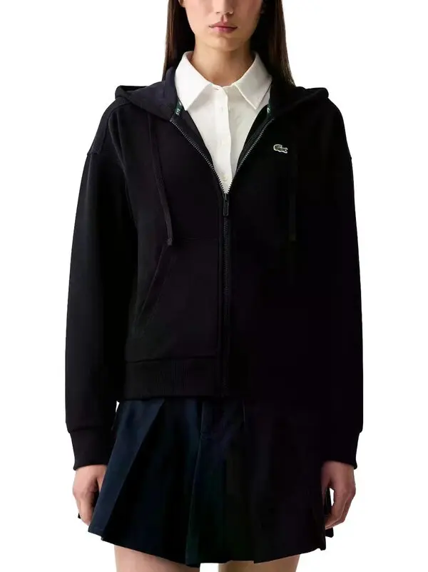 Lacoste Logo Patch Zip-up Hoodie - Black