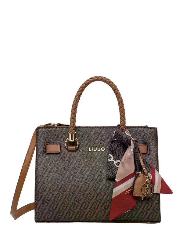 Liu Jo Monogram Tote Bag With Scarf Detail - Brown