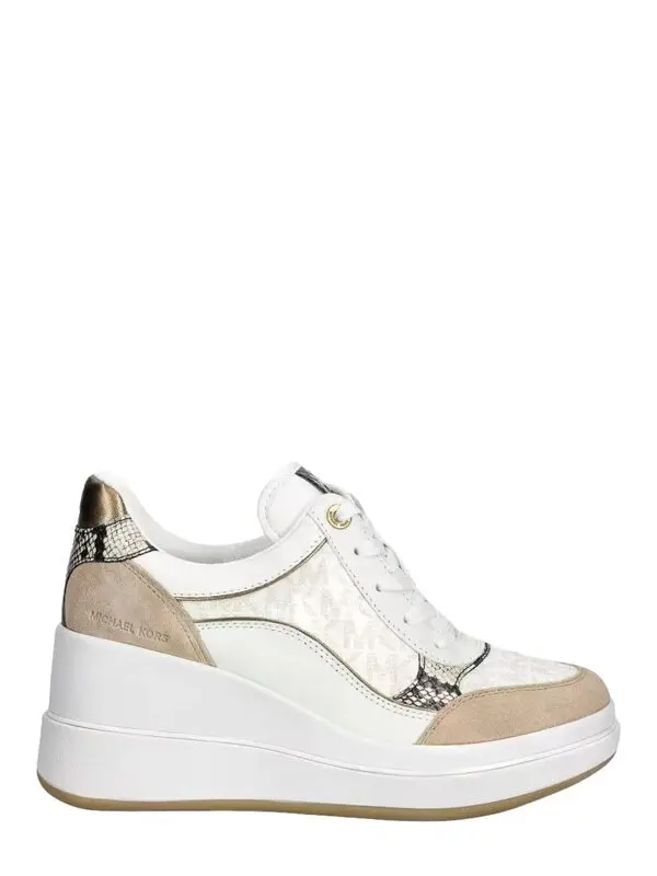 Michael Kors Logo Print Snakeskin Effect Sneakers - White