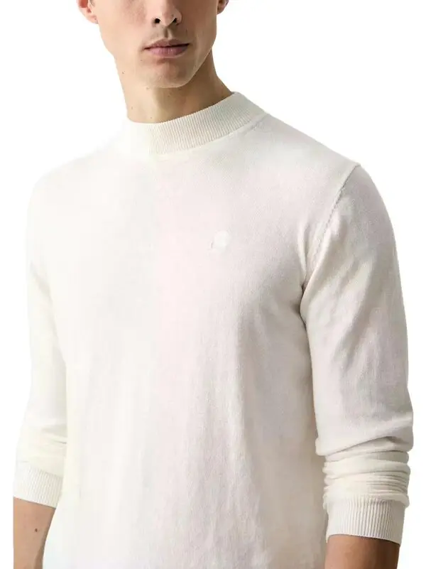 Karl Lagerfeld Logo Patch Mock Neck Fine Knit Sweater - Neutrals