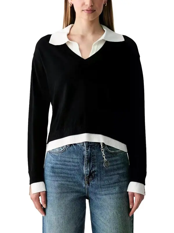 Liu Jo Layered Effect V-neck Sweater - Black
