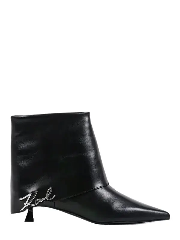 Karl Lagerfeld Logo Plaque Pointed-toe Ankle Boots - Black