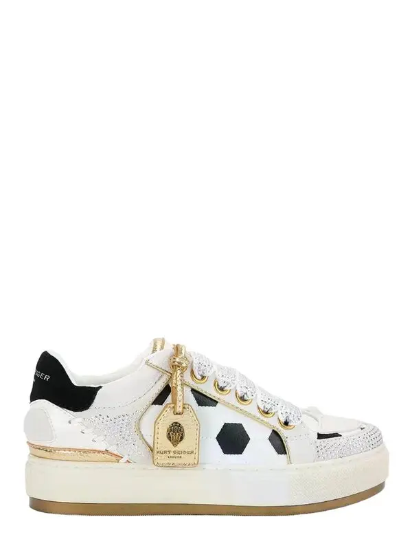 Kurt Geiger Crystal-embellished Leather Sneakers - White