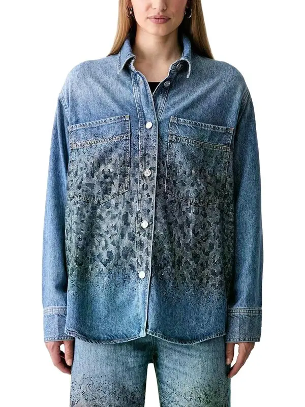 Liu Jo Embellished Leopard Print Shirt - Blue