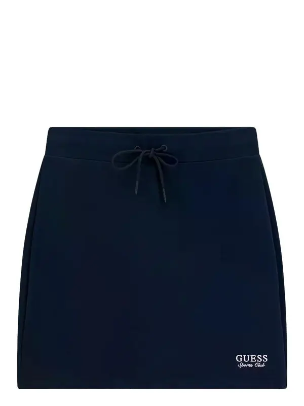 Guess Drawstring Logo Embroidered Mini Skirt - Blue