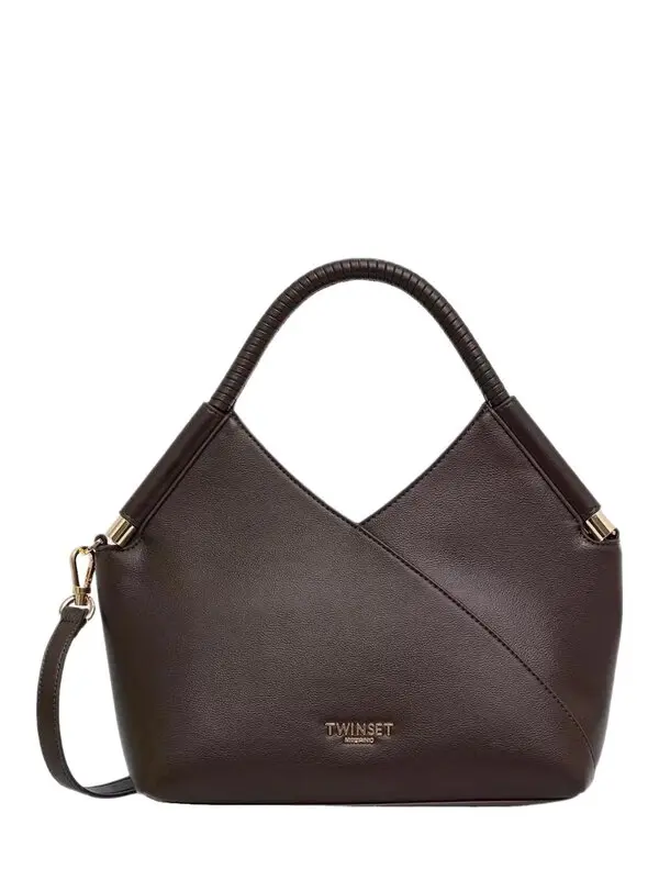 TWINSET Logo Plaque Tote Bag With Wrapped Top Handle - Brown