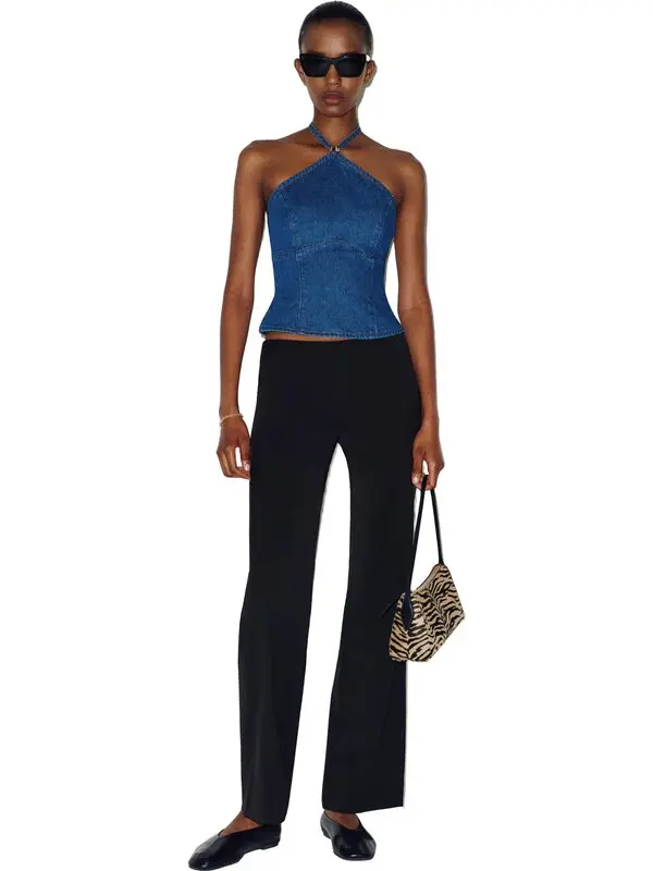 REFORMATION Meghan Denim Halter Top - Blue