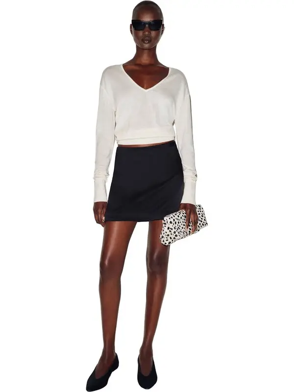 REFORMATION Alexa Satin Skirt - Black