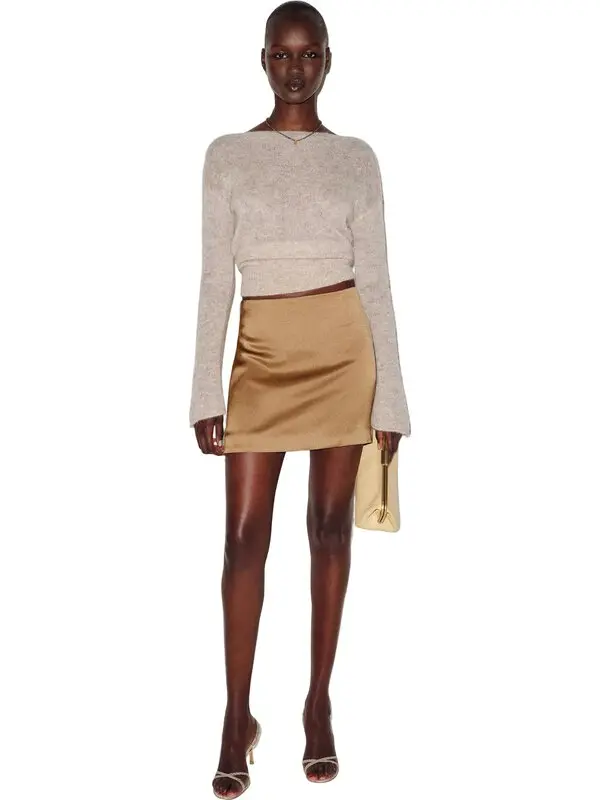 REFORMATION Alexa Satin Skirt - Natural