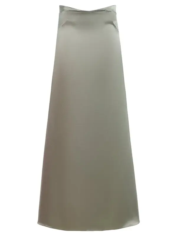 SEV Strapless A-line Satin Midi Dress - Green