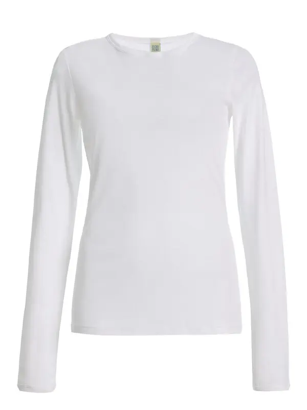 FLORE FLORE Olivia Long-sleeved Cotton Top - White