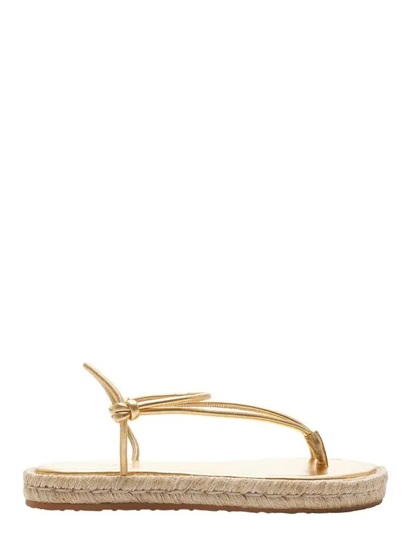 GIANVITO ROSSI Metallic Leather Espadrille Sandals - Brown