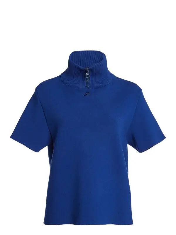 COURREGES Zipped Knit Top - Blue