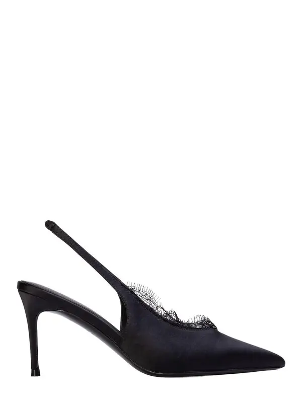 BLACK SUEDE STUDIO Royale Satin Pumps - Black