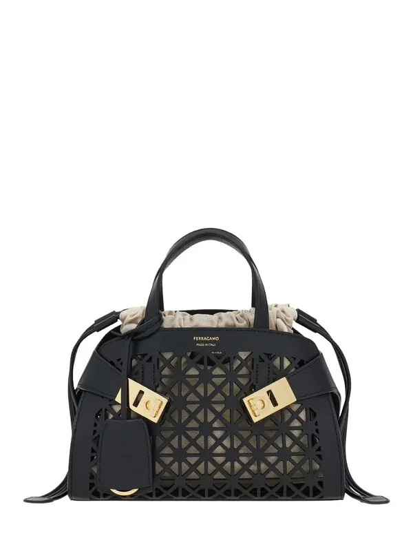 FERRAGAMO Hug Leather Mini Bag - Black