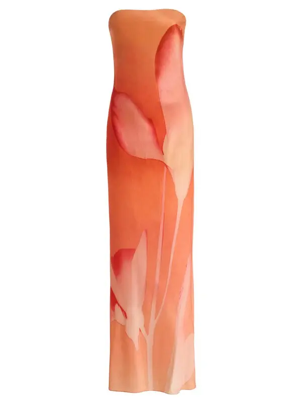 Significant Other Mora Strapless Printed Crepe Maxi Dress - Orange