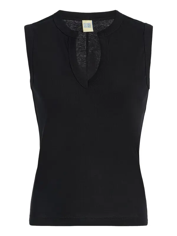 FLORE FLORE Iman Cotton Tank Top - Black
