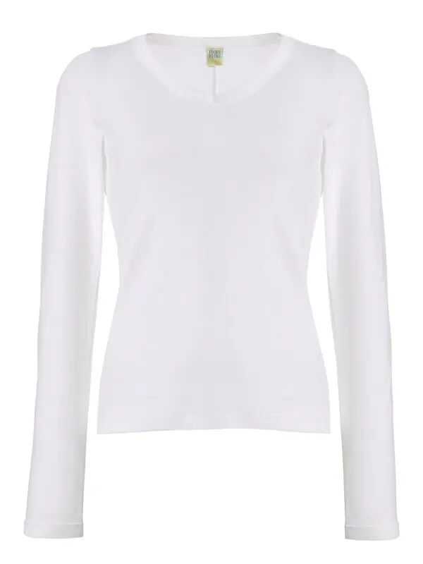 FLORE FLORE Jill Long-sleeved Cotton Top - White