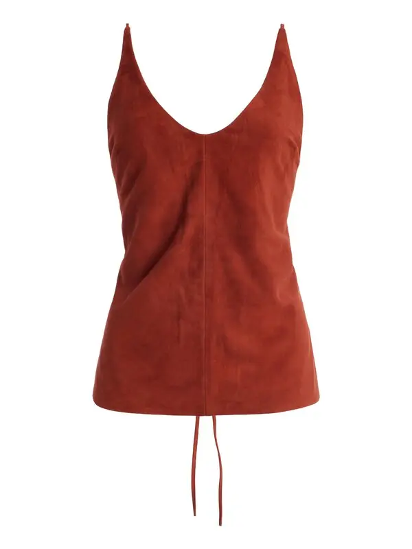 ST. AGNI Suede Tie Top - Brown