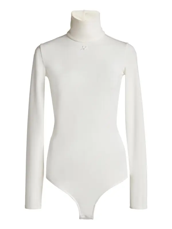 COURREGES Mockneck Jersey Bodysuit - White