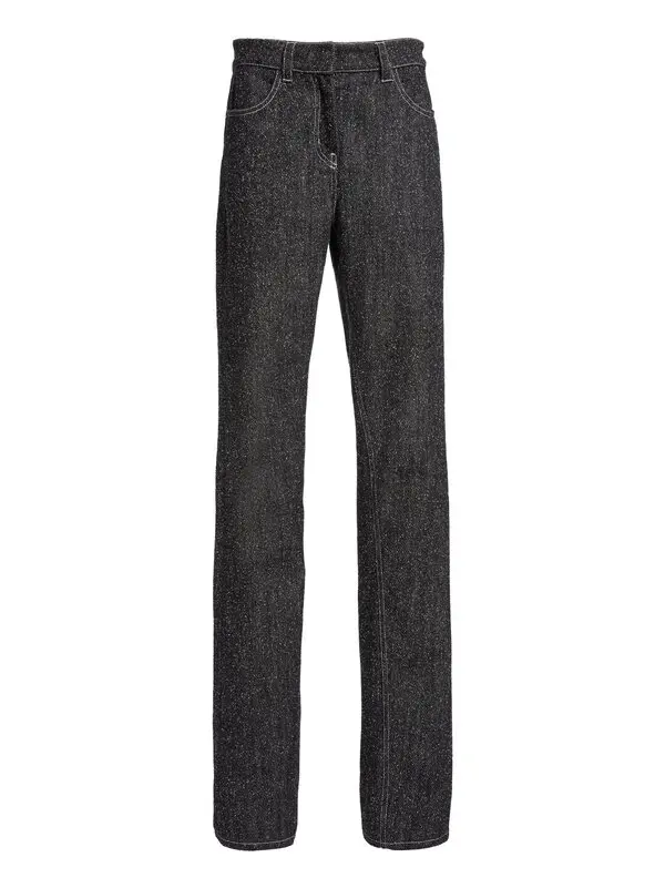COURREGES Snap Denim Tweed Straight-leg Jeans - Blue