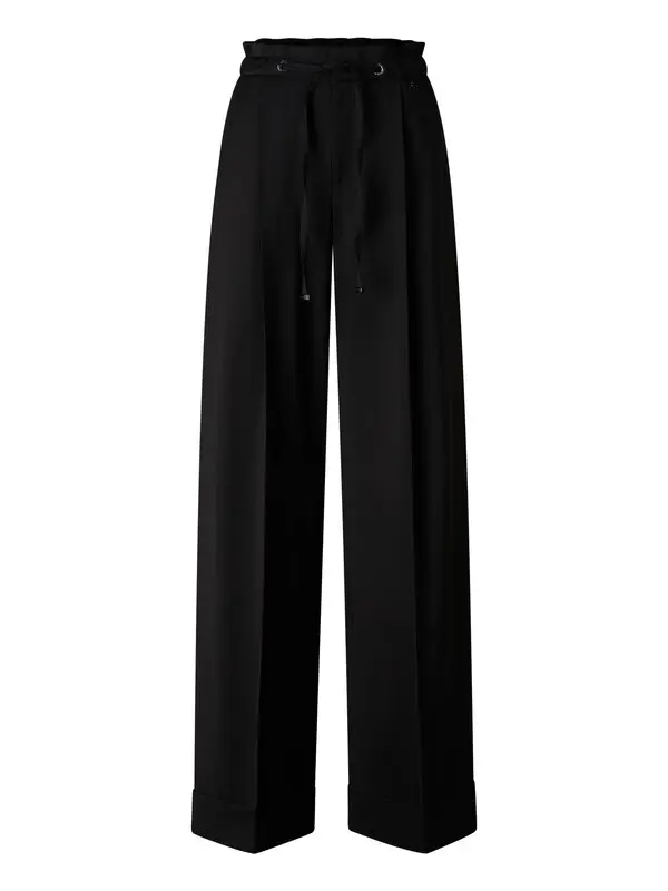 Bogner Elfy Virgin Wool Pleated Wide-leg Pants - Black