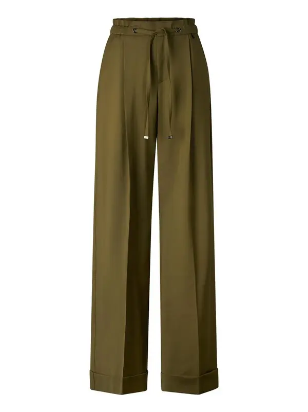 Bogner Elfy Virgin Wool Pleated Wide-leg Pants - Olive