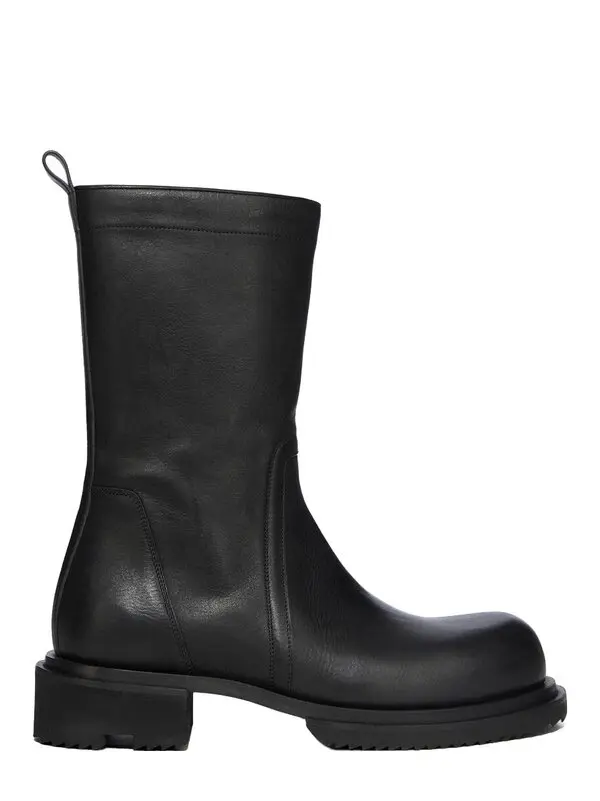 Rick Owens Calfskin Boots With Internal Zip Closure And Square Heel - Nero