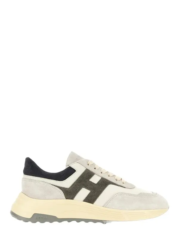 Hogan Low Top Suede Trim Sneakers - White