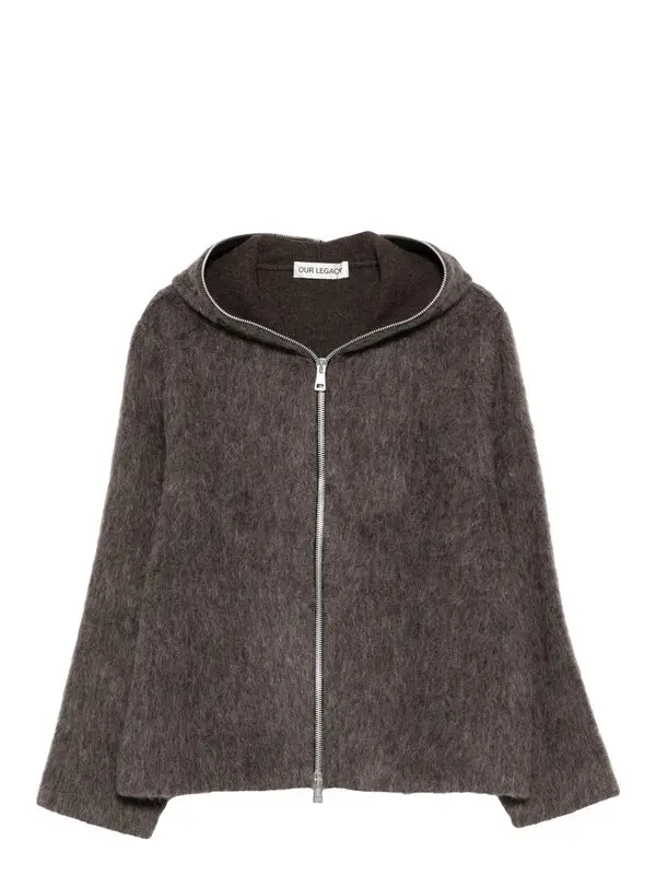 Our Legacy Zip-up Hooded Sweater In Alpaca & Wool Blend - Grey