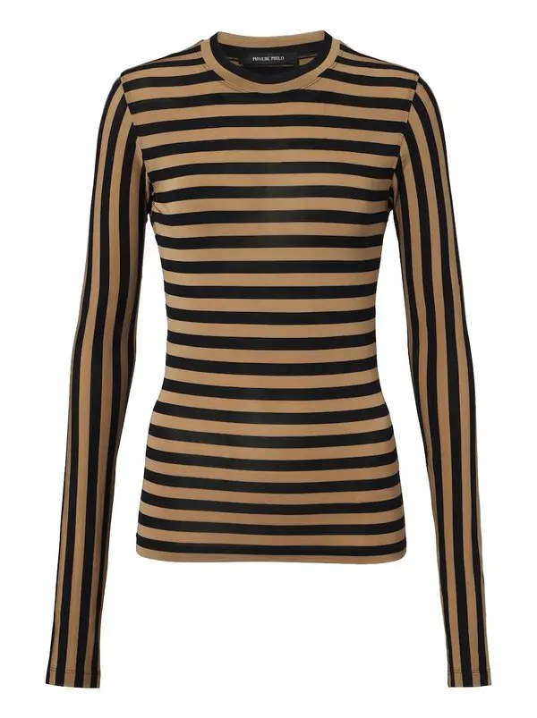 Phoebe Philo Striped Long-sleeve Crêpe Jersey T-shirt - Multicoloured